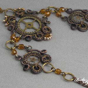 Steampunk Choker Necklace With Crystals, Copper and Brass Steampunk ...