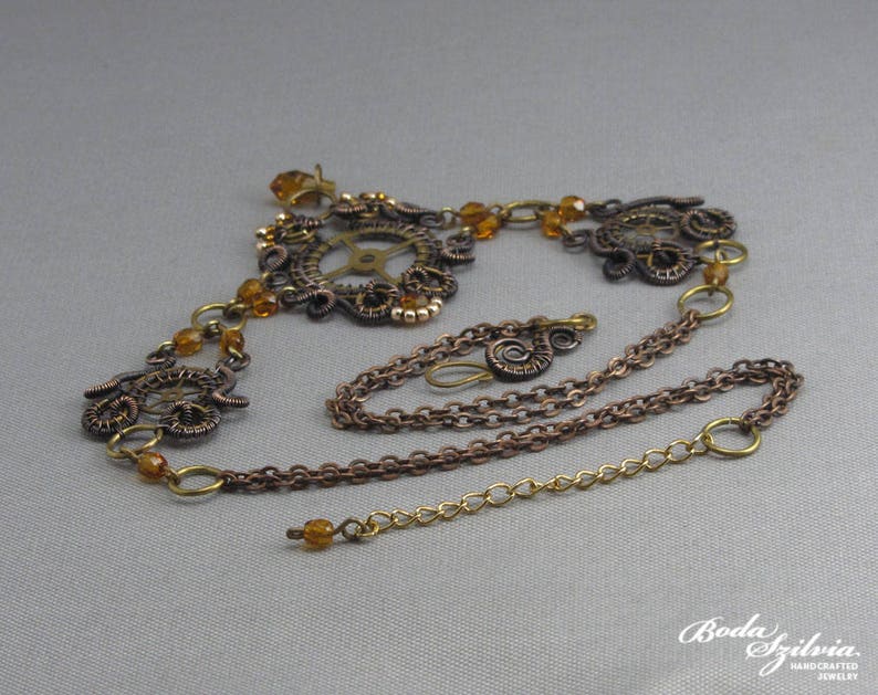 Steampunk Choker Necklace With Crystals Copper and Brass - Etsy