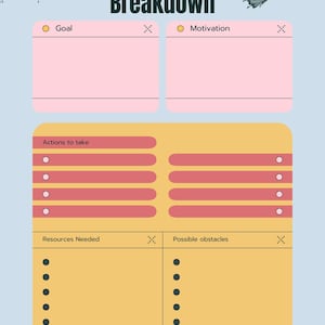 Goal Planner Template Goal Breakdown Sheet for Success Planning - Etsy