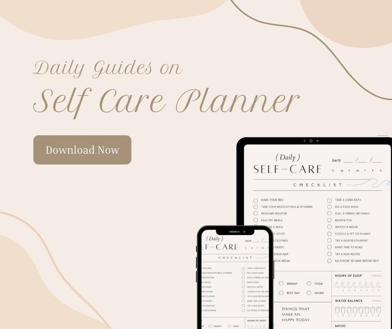 Daily Self-care Checklist Printable Wellness Planner - Etsy