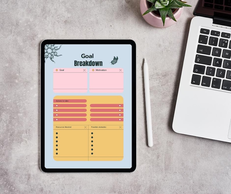 Goal Planner Template Goal Breakdown Sheet for Success Planning - Etsy