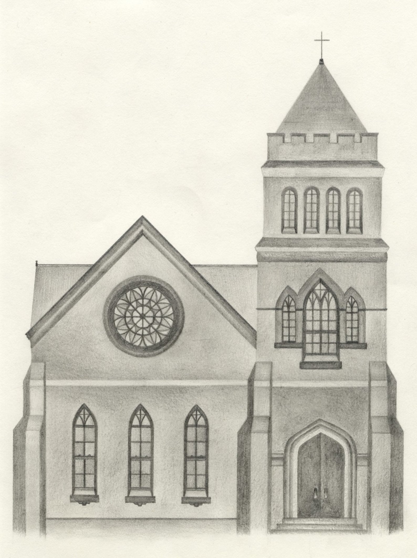 Cathedral Pencil Drawing - Etsy