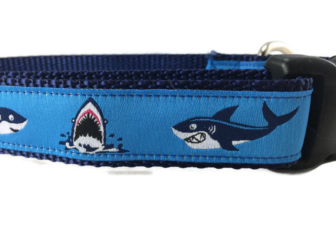 Great White Shark Dog Collar – Shark Print Collar With Buckle or Chain ...