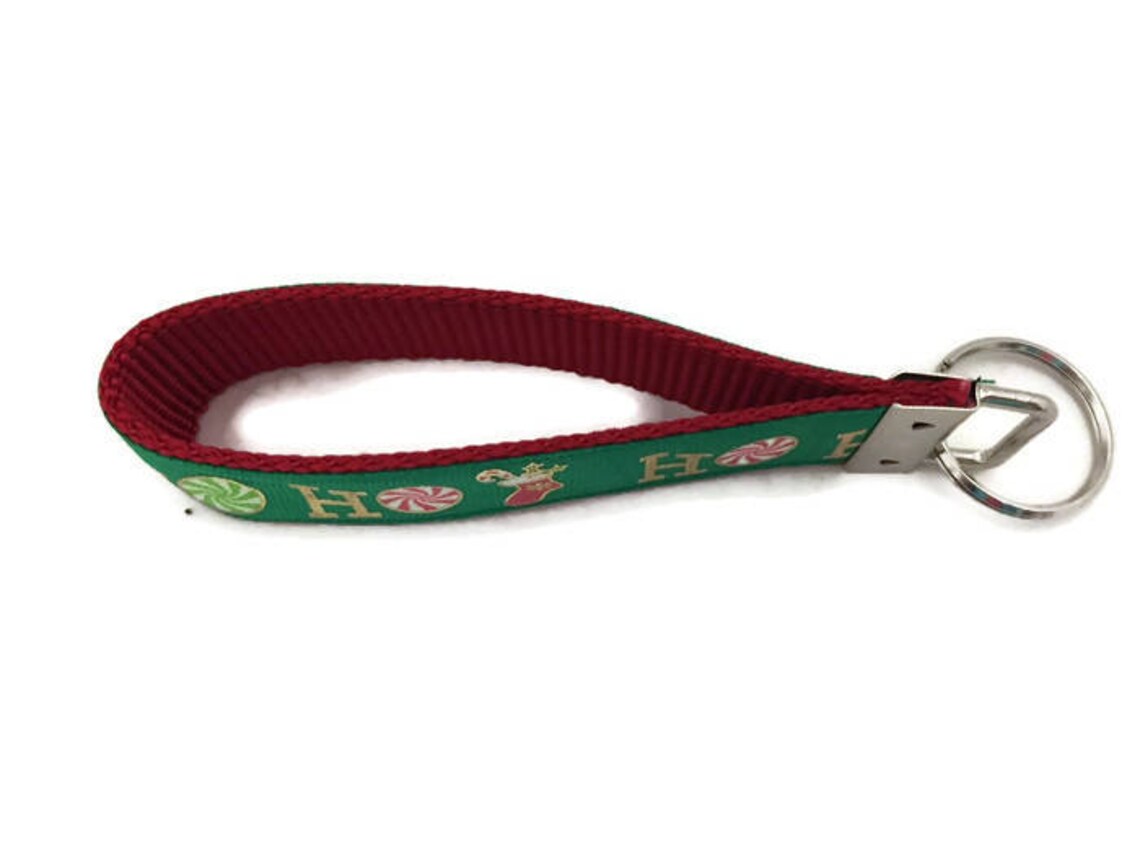 Christmas Keychain, Green Ho Ho Ho, Key Fob, Wristlet - Etsy