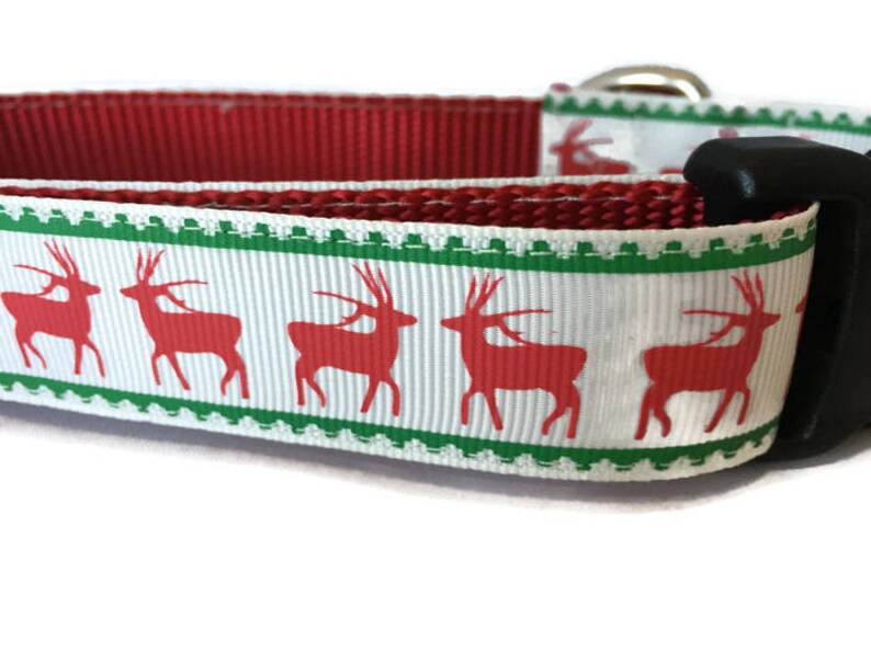 Christmas Dog Collar, Reindeer, 1 Inch Wide, Adjustable; Plastic or ...
