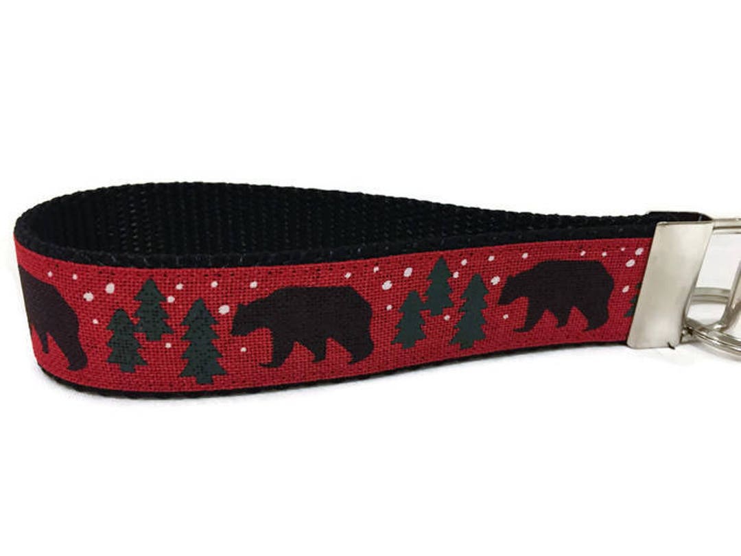 Christmas Keychain, Black Bear, Key Fob, Wristlet - Etsy