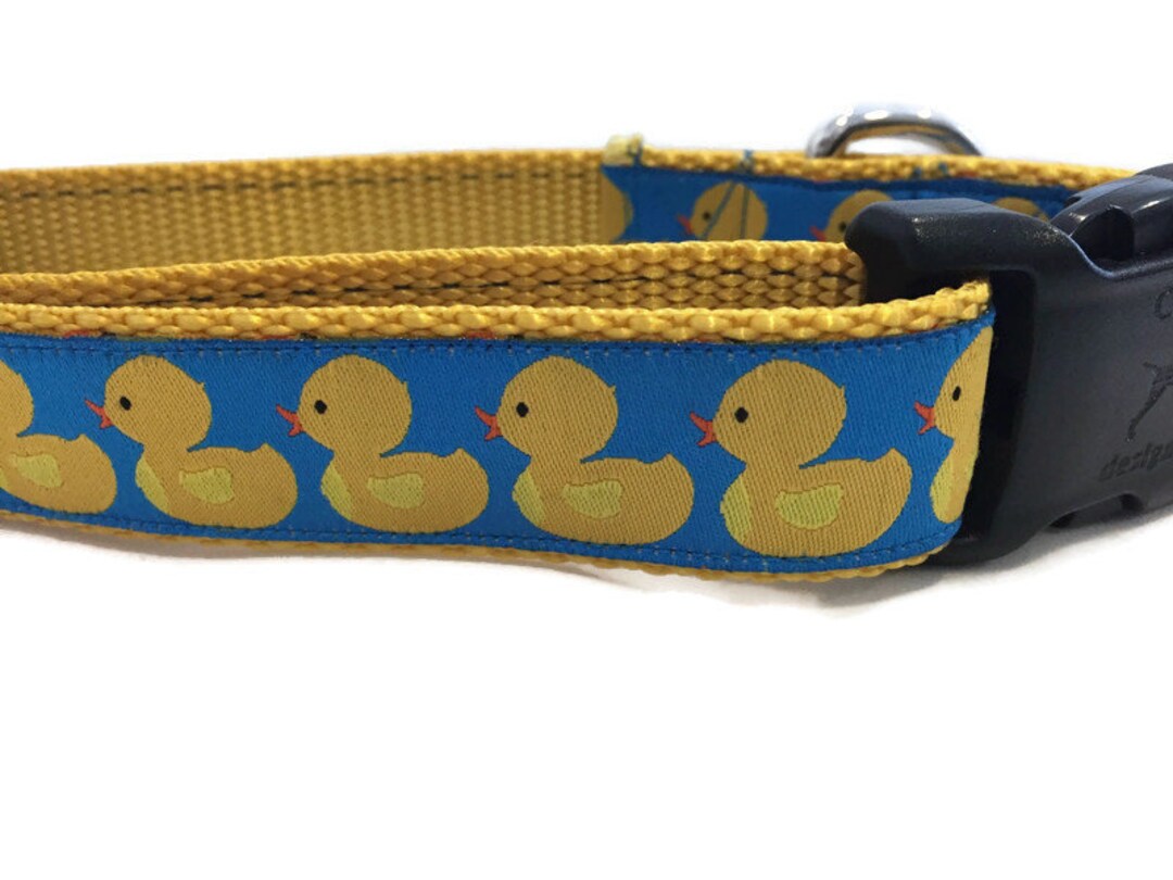 Rubber Duck Dog Collar – Yellow Duck on Blue – 1" Wide Adjustable ...