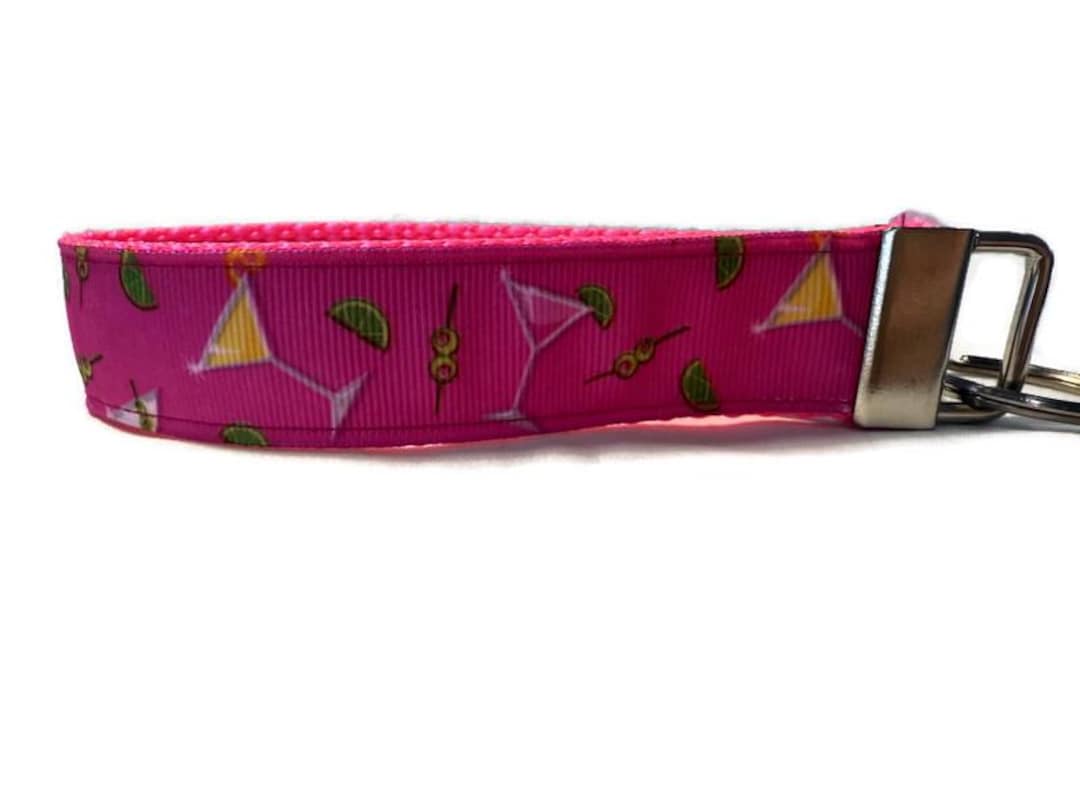 Pink Cocktail Key Fob Wristlet — Martini & Lime Keychain, Fun Drink ...