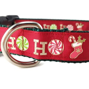 Christmas Dog Collar and Leash, Red Ho Ho Ho, 4ft or 6ft Leash, 1 Inch ...