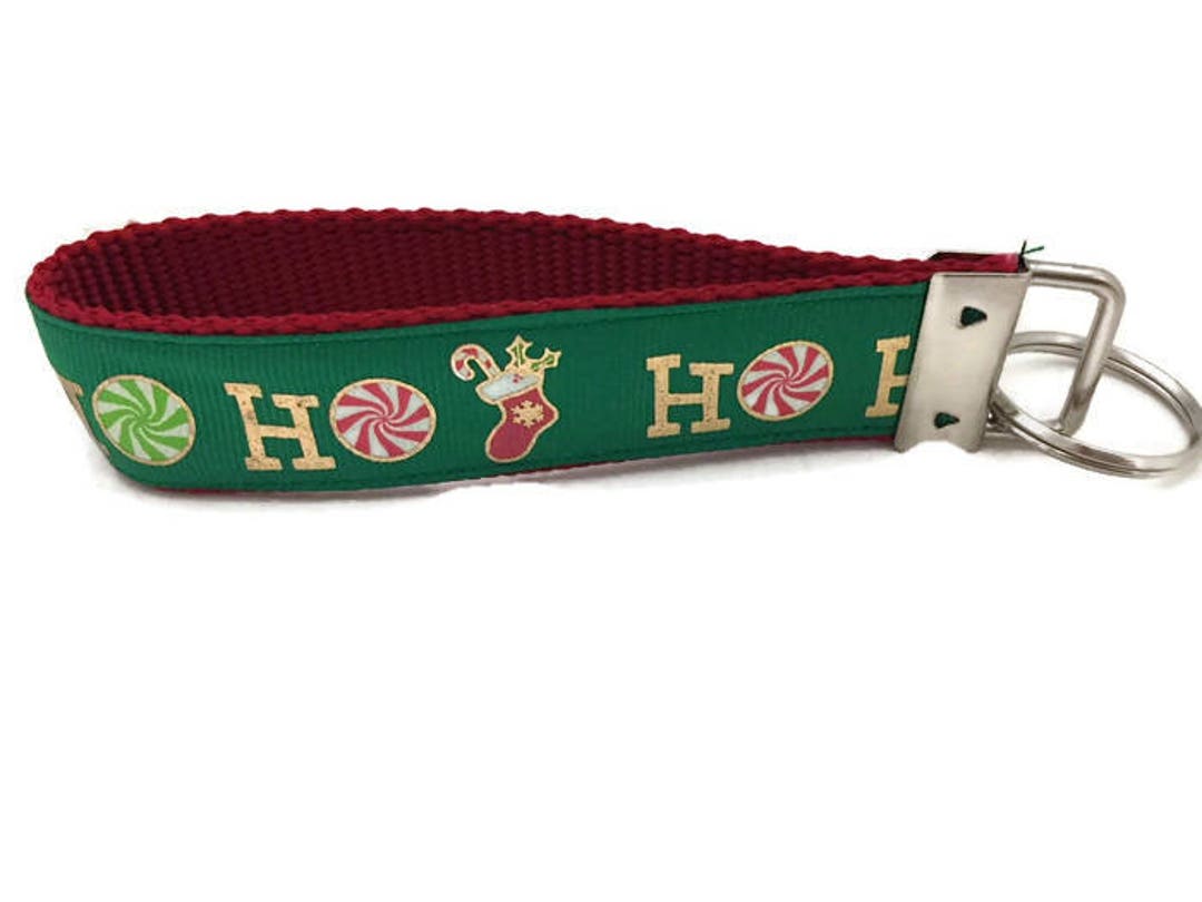 Christmas Keychain, Green Ho Ho Ho, Key Fob, Wristlet - Etsy