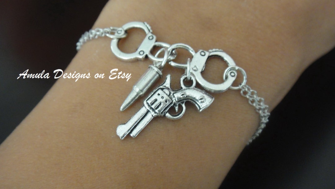Handcuff and Gun Police Officer Law Enforcement Bullet Bracelet - Etsy