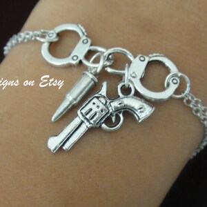 Handcuff and Gun Police Officer Law Enforcement Bullet Bracelet - Etsy