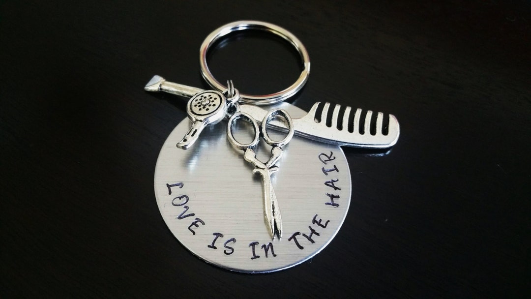 Love is in the Hair Hairdresser Stylist Beautician Gift Hand Stamped ...