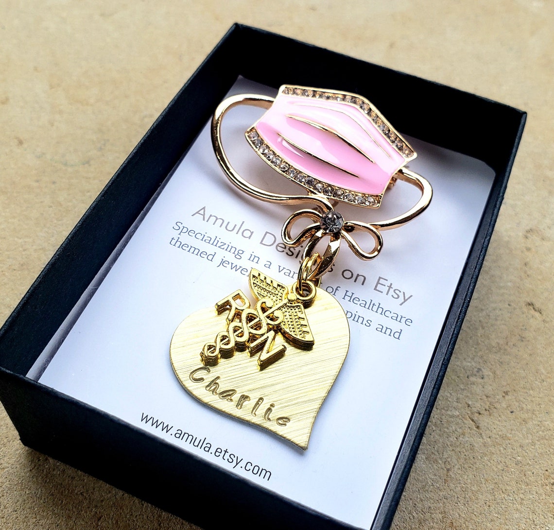 Custom Nurse Pink Gold Mask Pin Pandemic Nurse Pin Nursing - Etsy