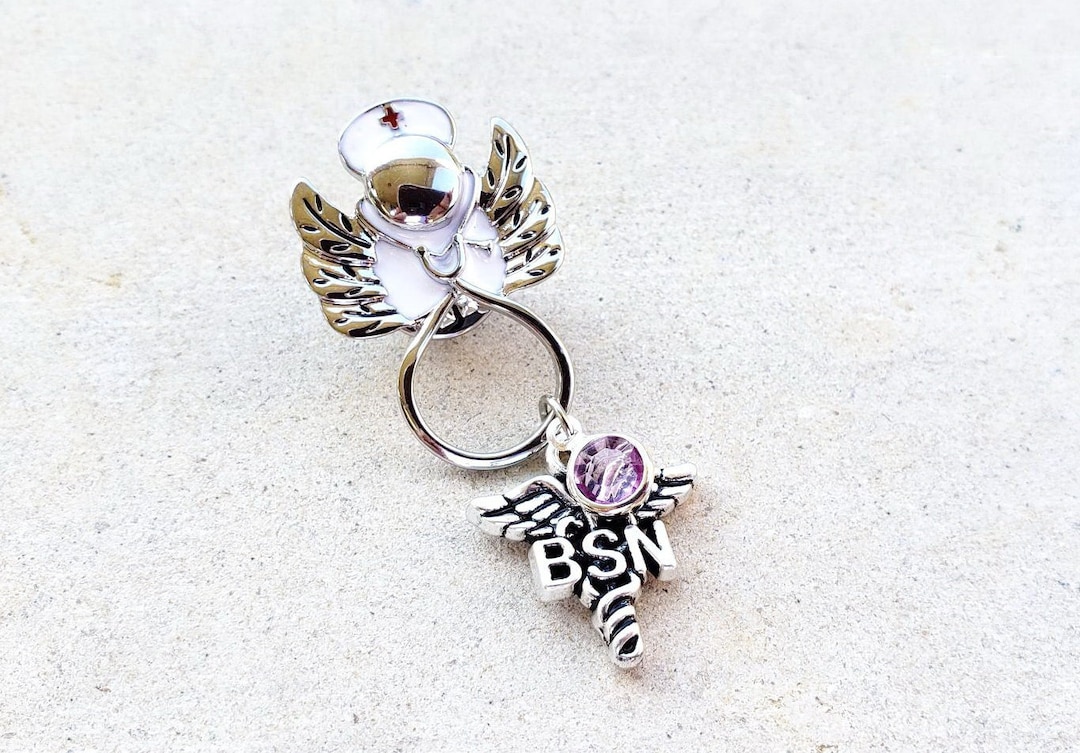 Nurse Angel Pin - LPN RN BSN and More With Birthstone Graduation ...