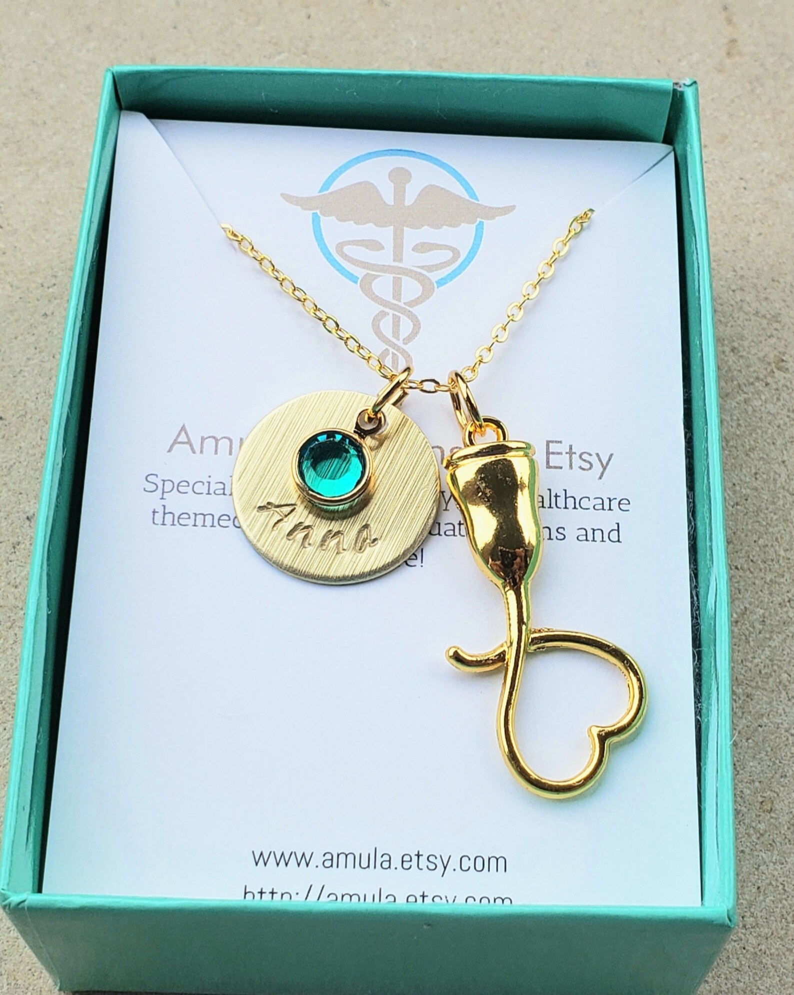 Gold Sonography Necklace - DMS Gift - Ultrasound Wand Necklace - Gold ...