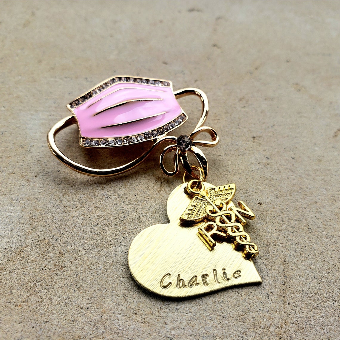 Custom Nurse Pink Gold Mask Pin Pandemic Nurse Pin Nursing - Etsy