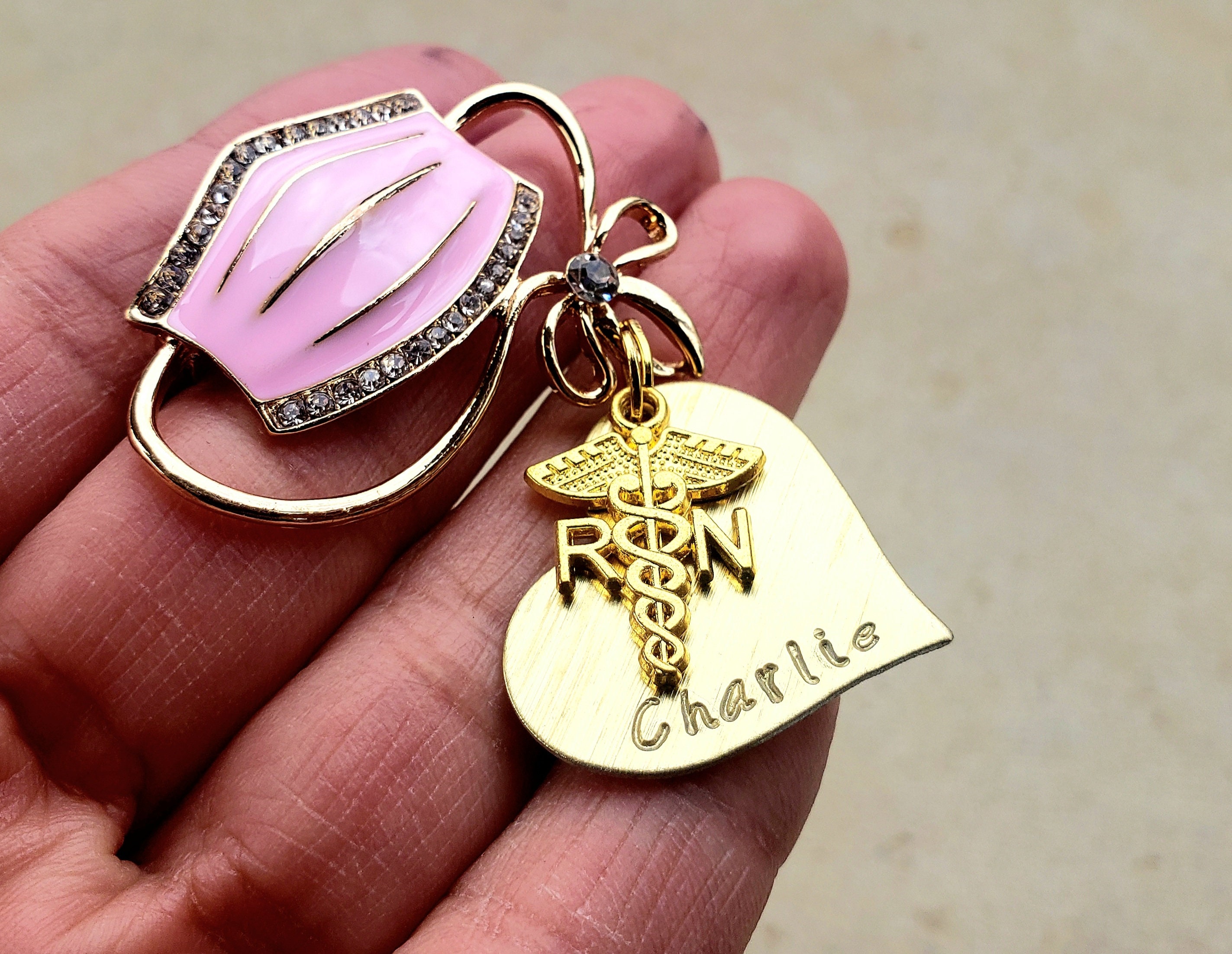 Custom Nurse Pink Gold Mask Pin Pandemic Nurse Pin Nursing - Etsy
