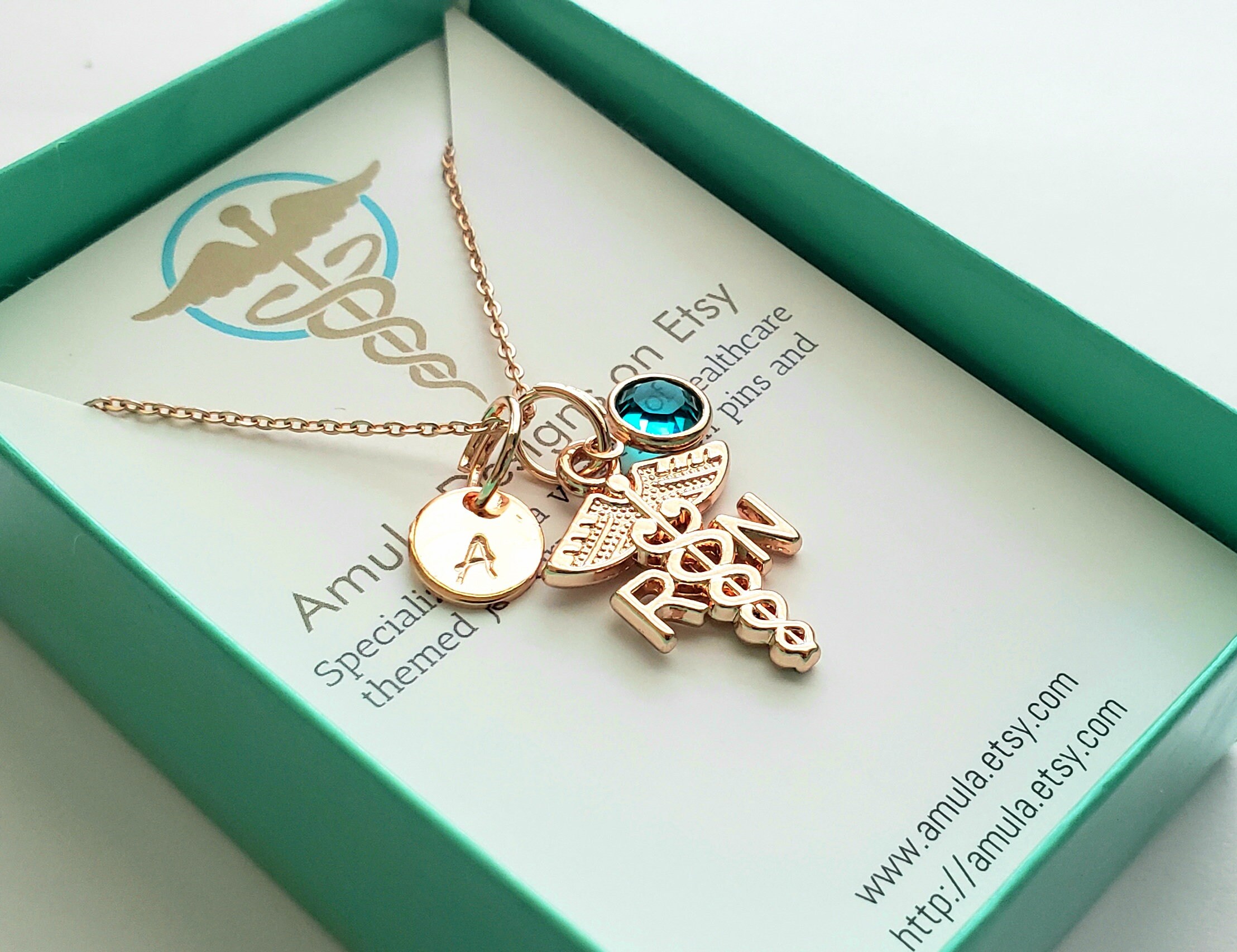 Rose Gold RN Necklace - Nurse Necklace - RN Nursing Necklace - Nursing ...