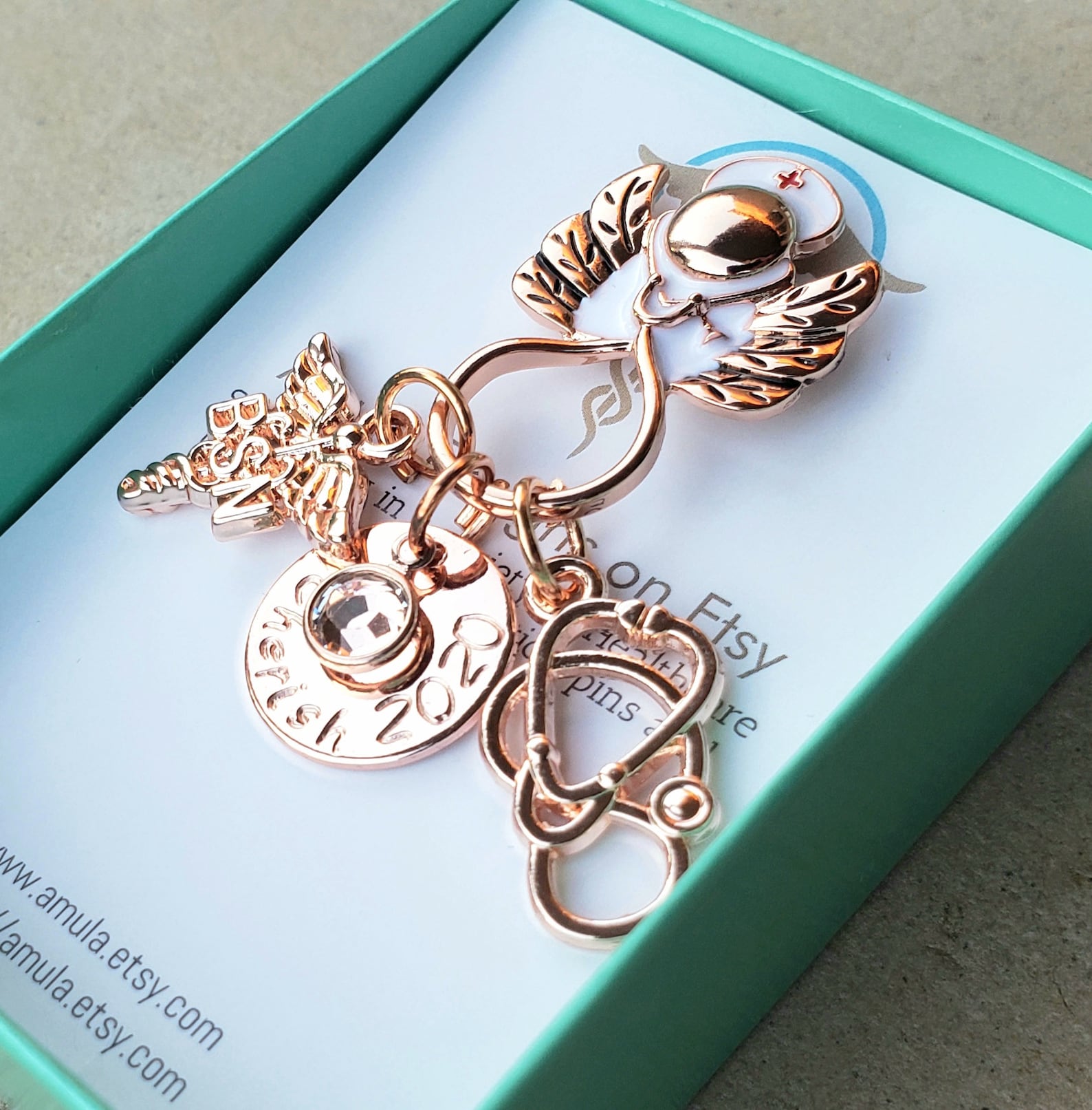 Rose Gold Stethoscope Nurse Angel Pin RN Pin Nurse - Etsy