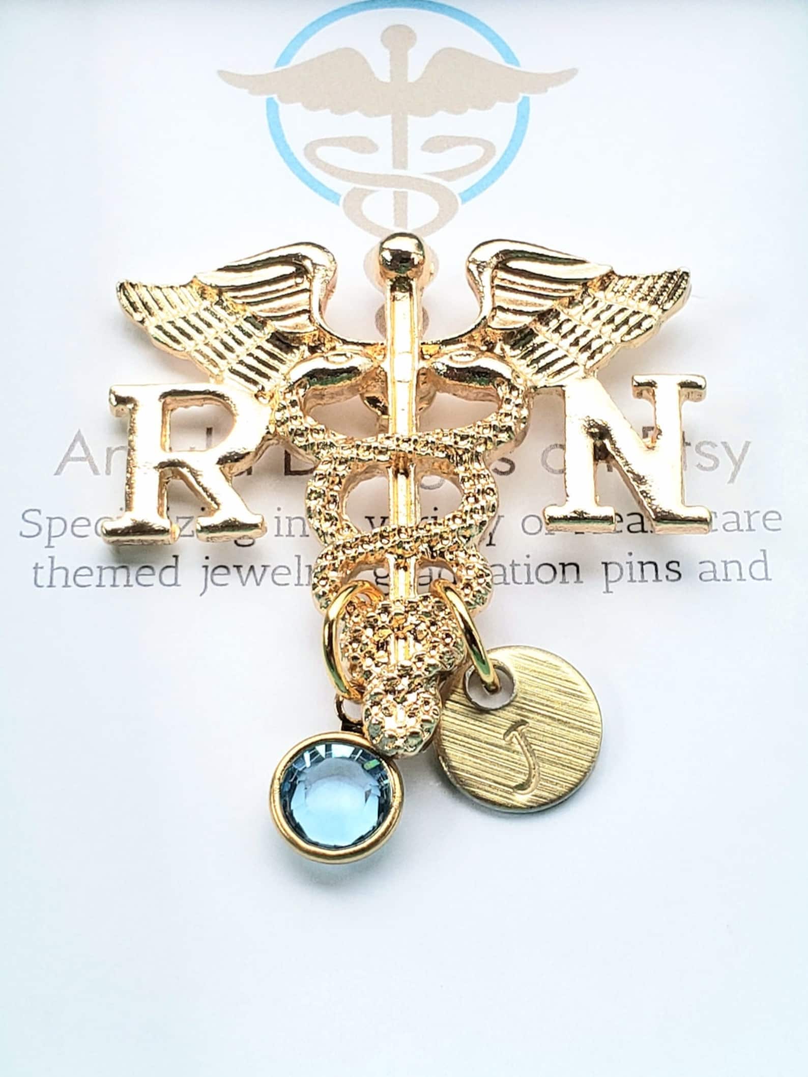 Personalized Gold RN Nurse Pin Nursing School Graduate Registered Nurse ...