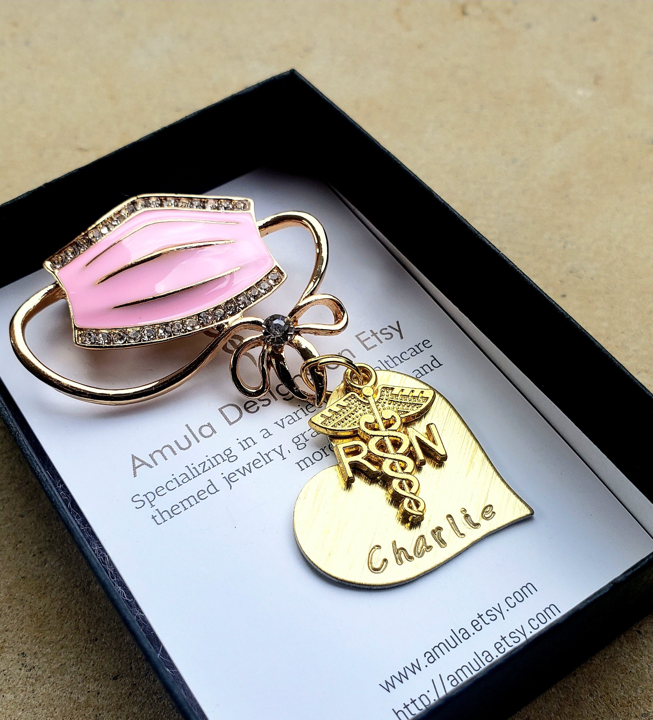 Custom Nurse Pink Gold Mask Pin Pandemic Nurse Pin Nursing - Etsy