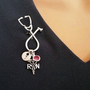 RN Personalized Nurse Pin Nursing Stethoscope Pin LPN BSN Pinning ...