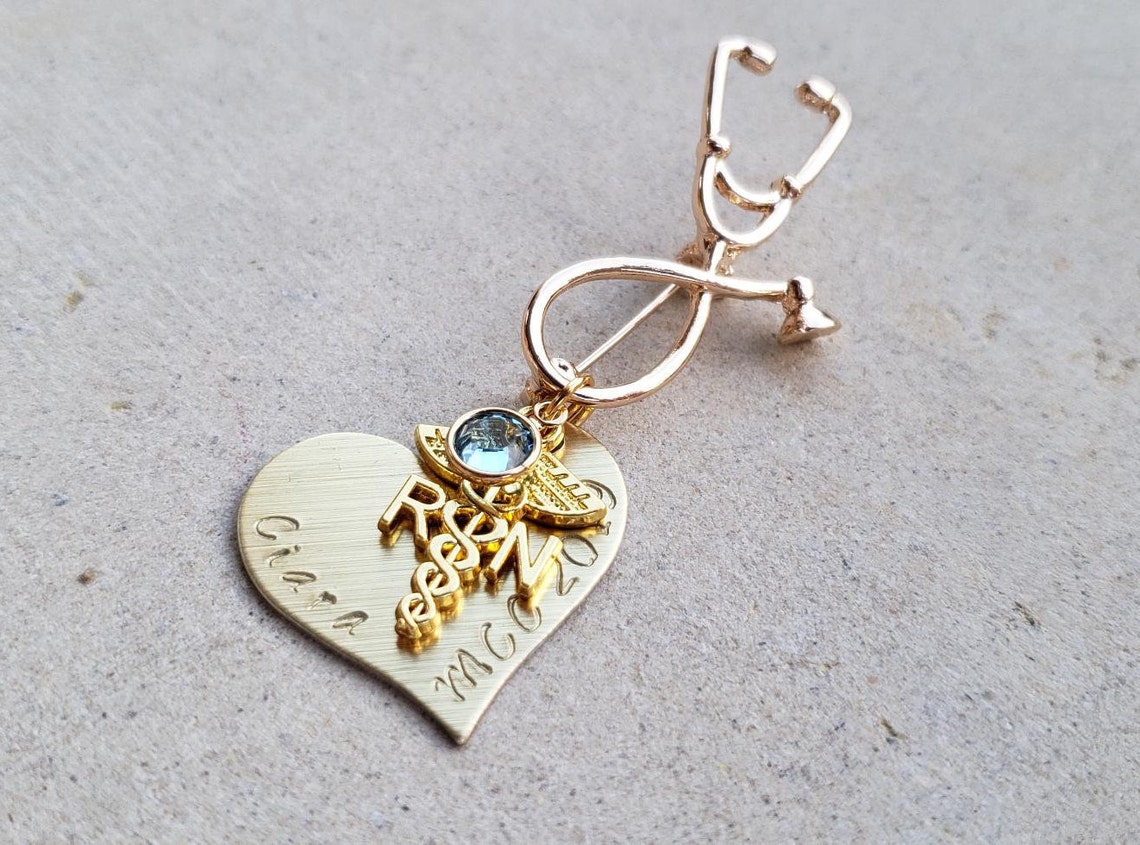 Gold RN BSN Lpn Np Pin Heart Stethoscope Pin Nurse Pin - Etsy
