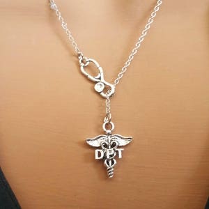 DPT Doctor of Physical Therapy Caduceus Stethoscope Lariat Necklace in ...