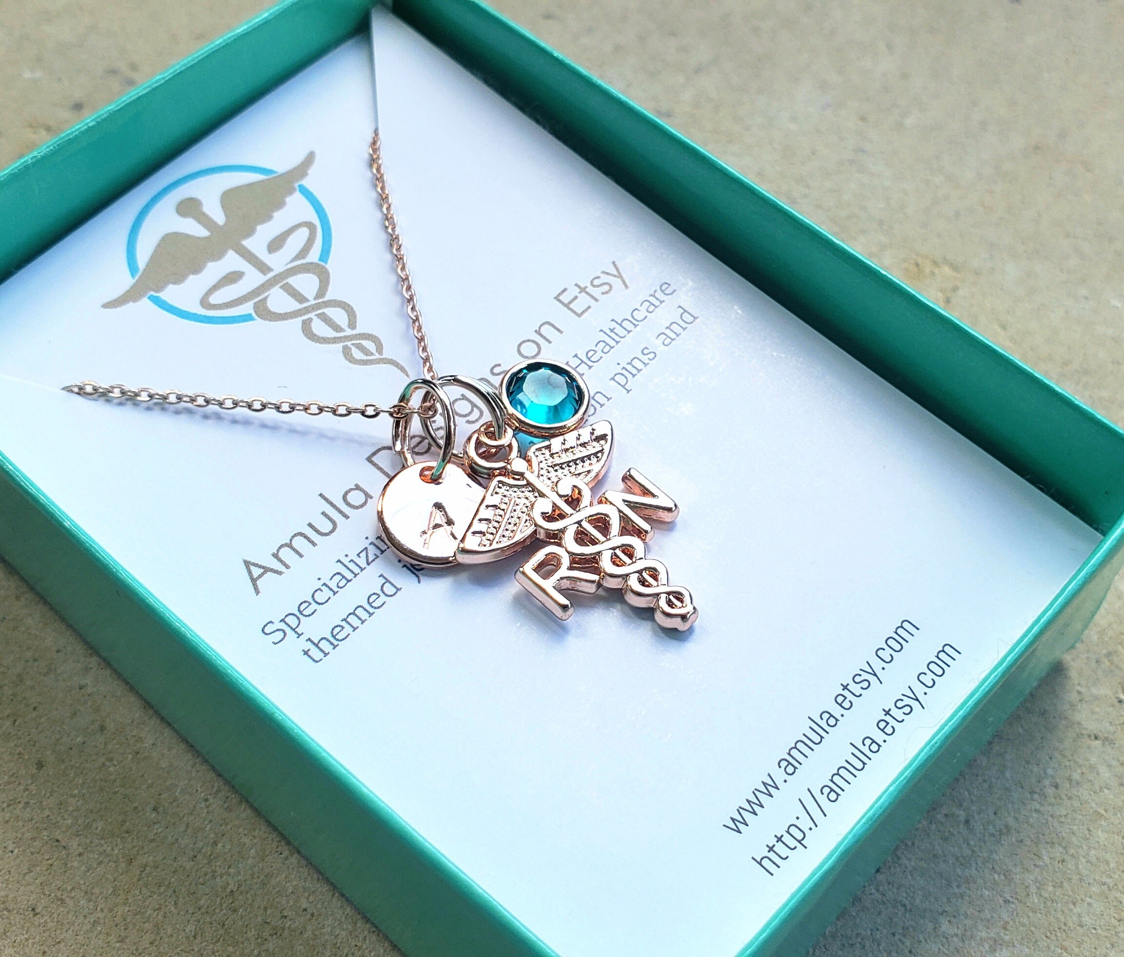 Rose Gold RN Necklace Nurse Necklace RN Nursing Necklace | Etsy