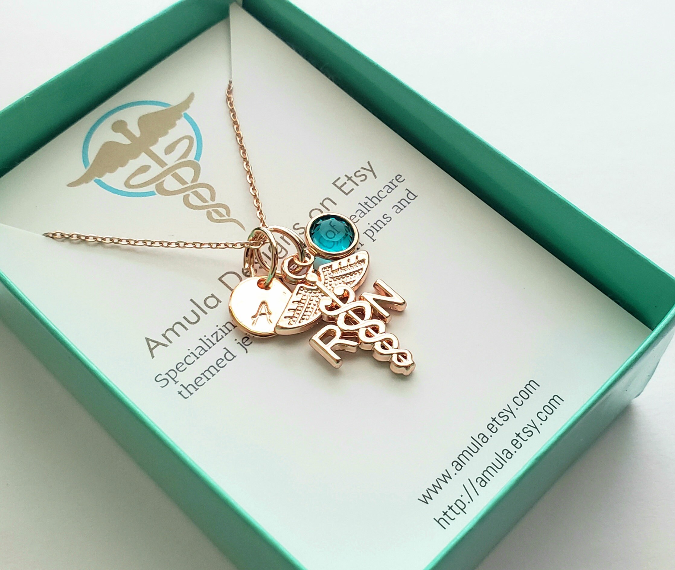 Rose Gold RN Necklace - Nurse Necklace - RN Nursing Necklace - Nursing ...