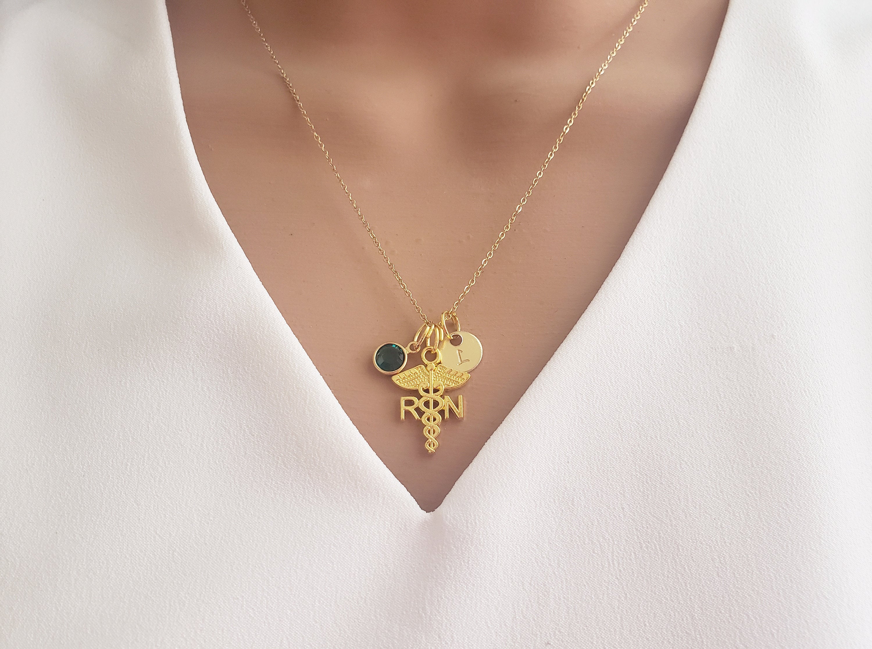 Gold Nurse Necklace RN Nurse Necklace Nursing Gift - Etsy