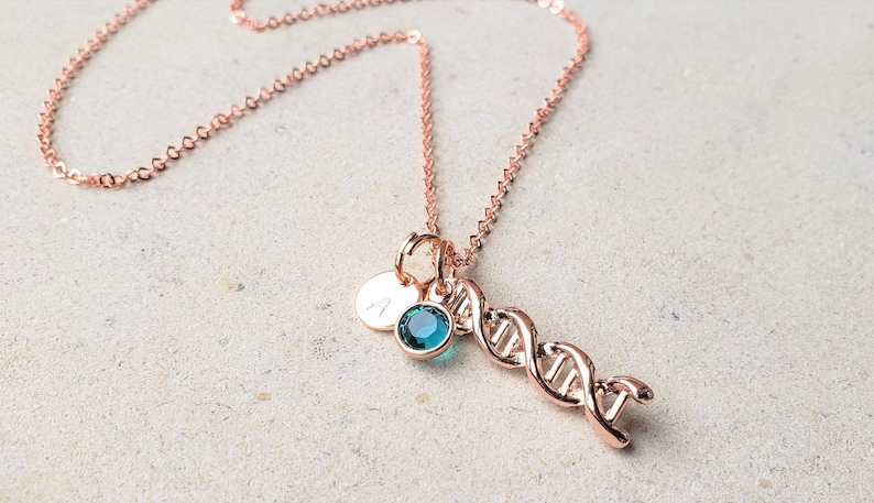 Rose Gold DNA Necklace DNA Strand Gift Scientist Biology - Etsy