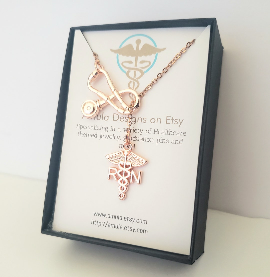 Rose Gold Nurse Necklace Rose Gold RN Necklace Rose Gold Nurse Jewelry ...