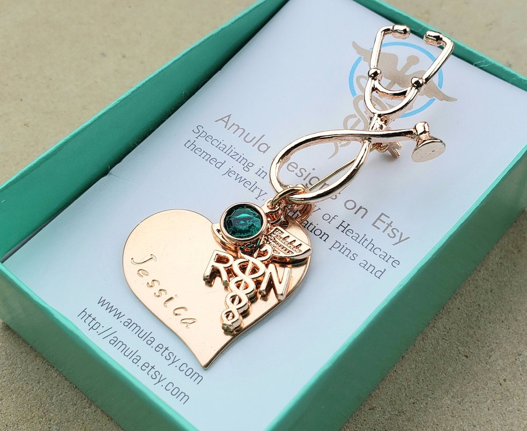 Rose Gold Stethoscope Heart Nurse Pin - RN Pin - Nurse Graduation - NP ...