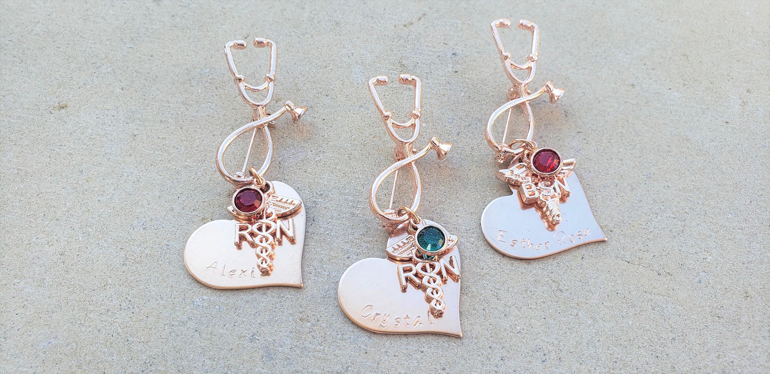 Rose Gold Stethoscope heart Nurse Pin RN Pin Nurse | Etsy