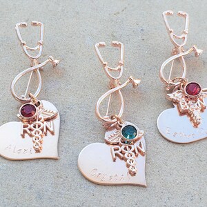 Rose Gold Stethoscope Heart Nurse Pin - RN Pin - Nurse Graduation - NP ...
