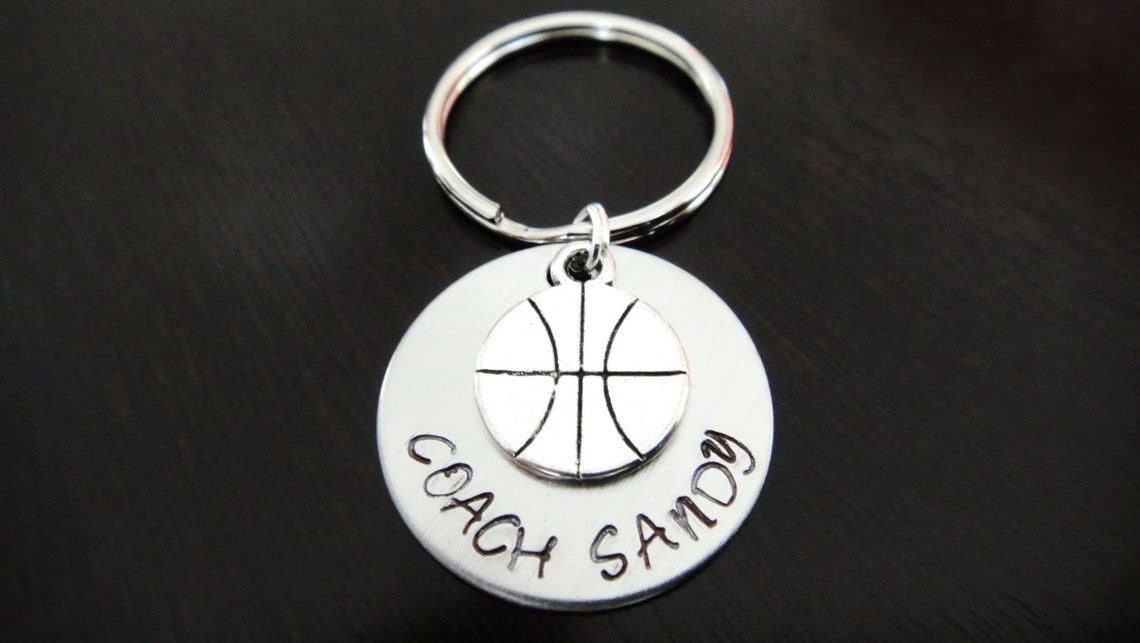 Basketball Ball Sports Coach Gift Handstamped Key Chain Fob - Etsy