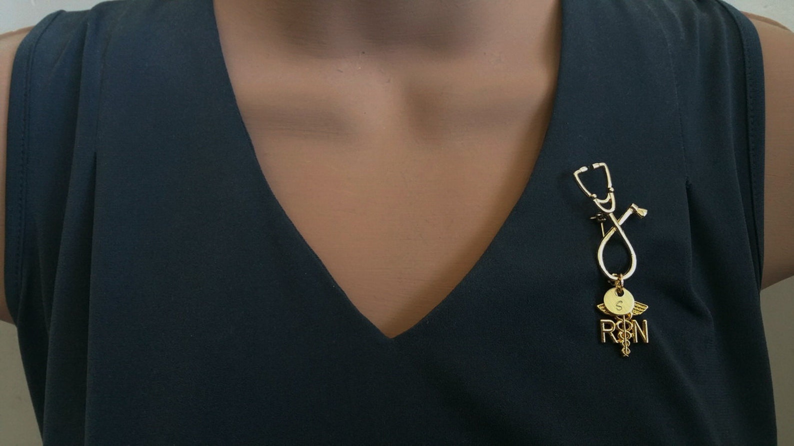 RN Registered Nurse Medical Stethoscope Gold Handstamped Personalized ...