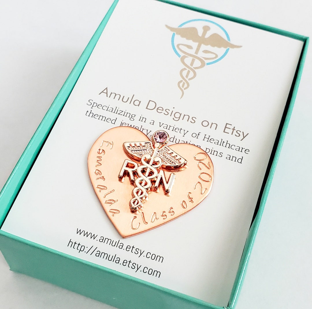 Rose Gold Heart Nurse Pin - Custom Rose Gold Nurse Pin - Nurse ...