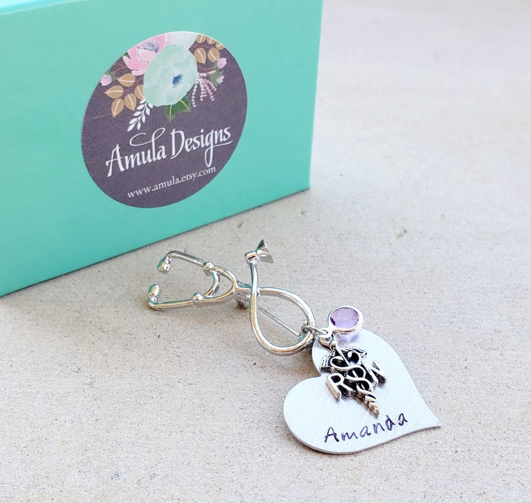 RN Nurse Pin Heart Stethoscope Pin Nurse Brooch Pin Nurse Graduation ...