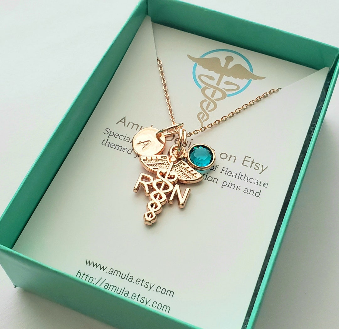 Rose Gold RN Necklace - Nurse Necklace - RN Nursing Necklace - Nursing ...