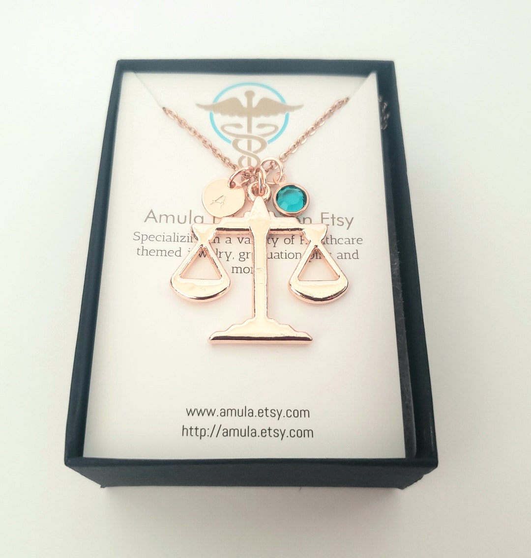 Rose Gold Tone Lawyer Necklace Scales of Justice Necklace Custom ...