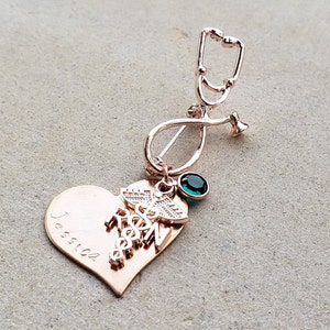 Rose Gold Stethoscope Heart Nurse Pin - RN Pin - Nurse Graduation - NP ...