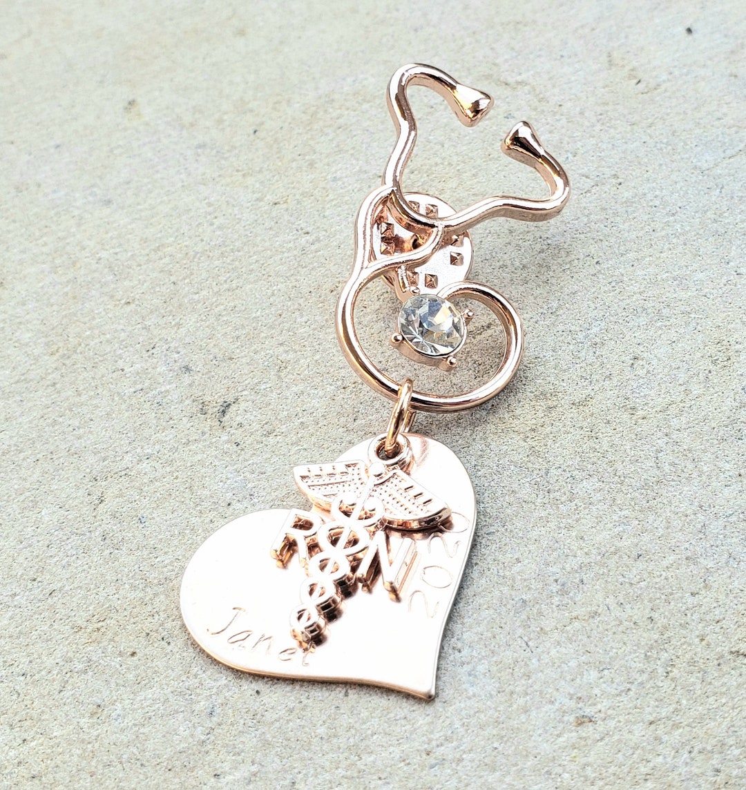 Rose Gold Stethoscope Heart Nurse Pin RN Pin Nurse Graduation NP ...