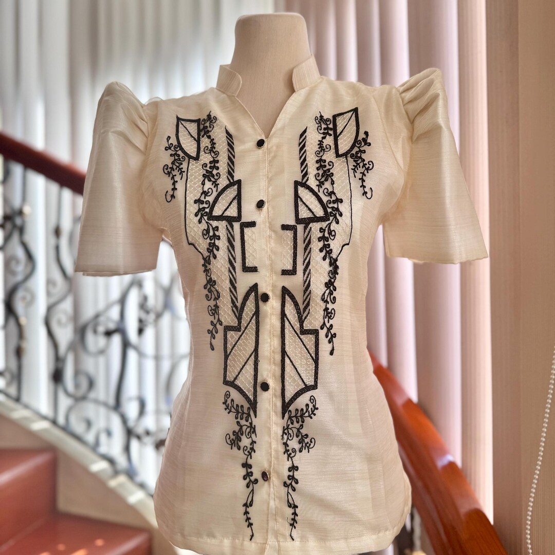 Modern Filipiniana Blouse W/ Mestiza Sleeves Philippines Traditional ...
