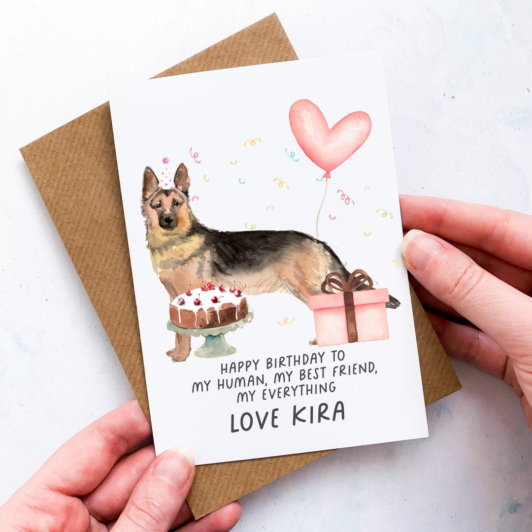 Personalised German Shepherd Birthday Card, German Shepherd Pet ...