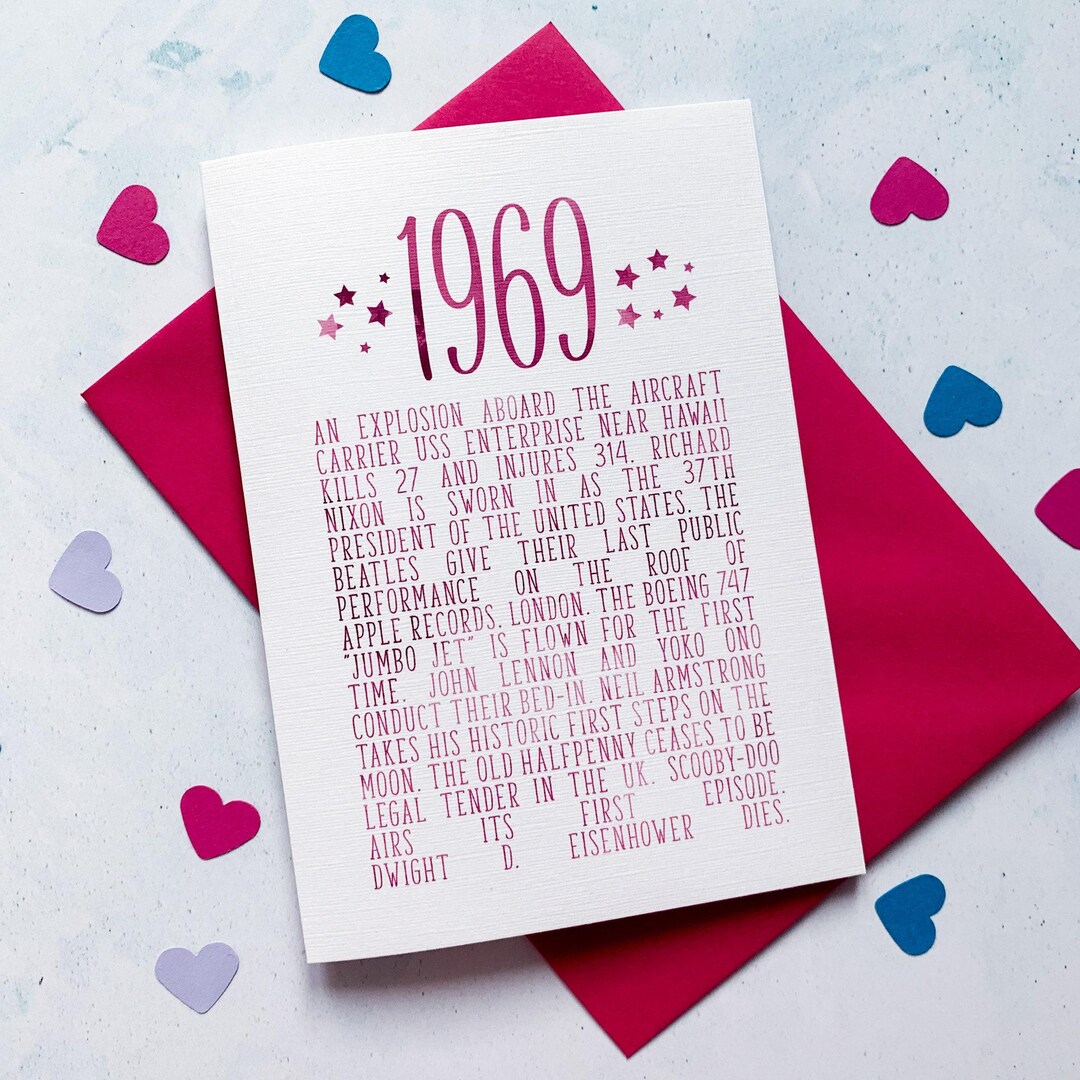 1969 Birthday Card, Birthday Card for Her, Birthday Card for Him ...