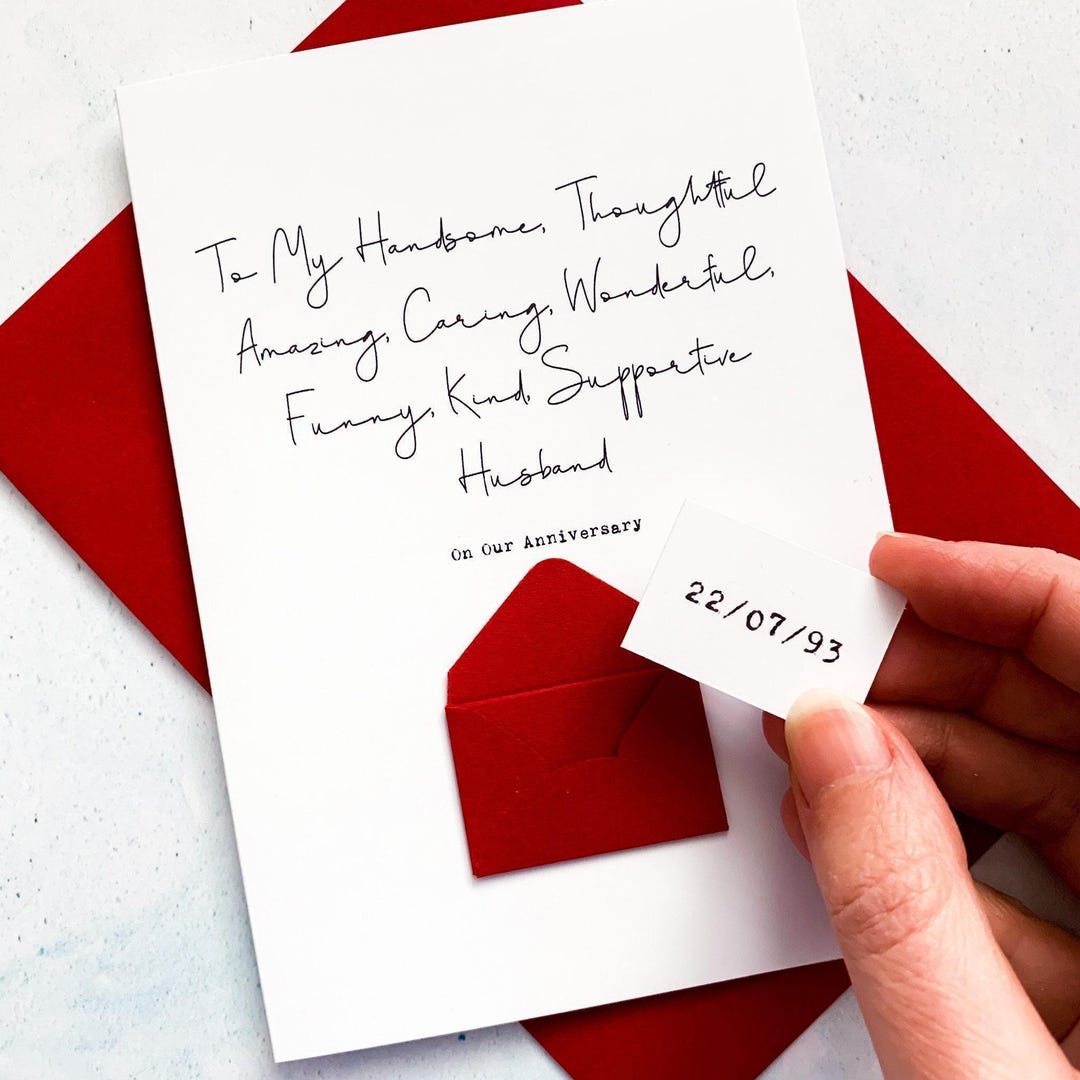 Personalised Anniversary Card for Husband: Secret Message Envelope - Etsy