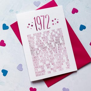 1972 Birthday Card, Birthday Card for Her, Birthday Card for Him ...